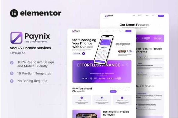 Paynix - SaaS & Finance Services Elementor Template Kit - TheSimpleWP.com